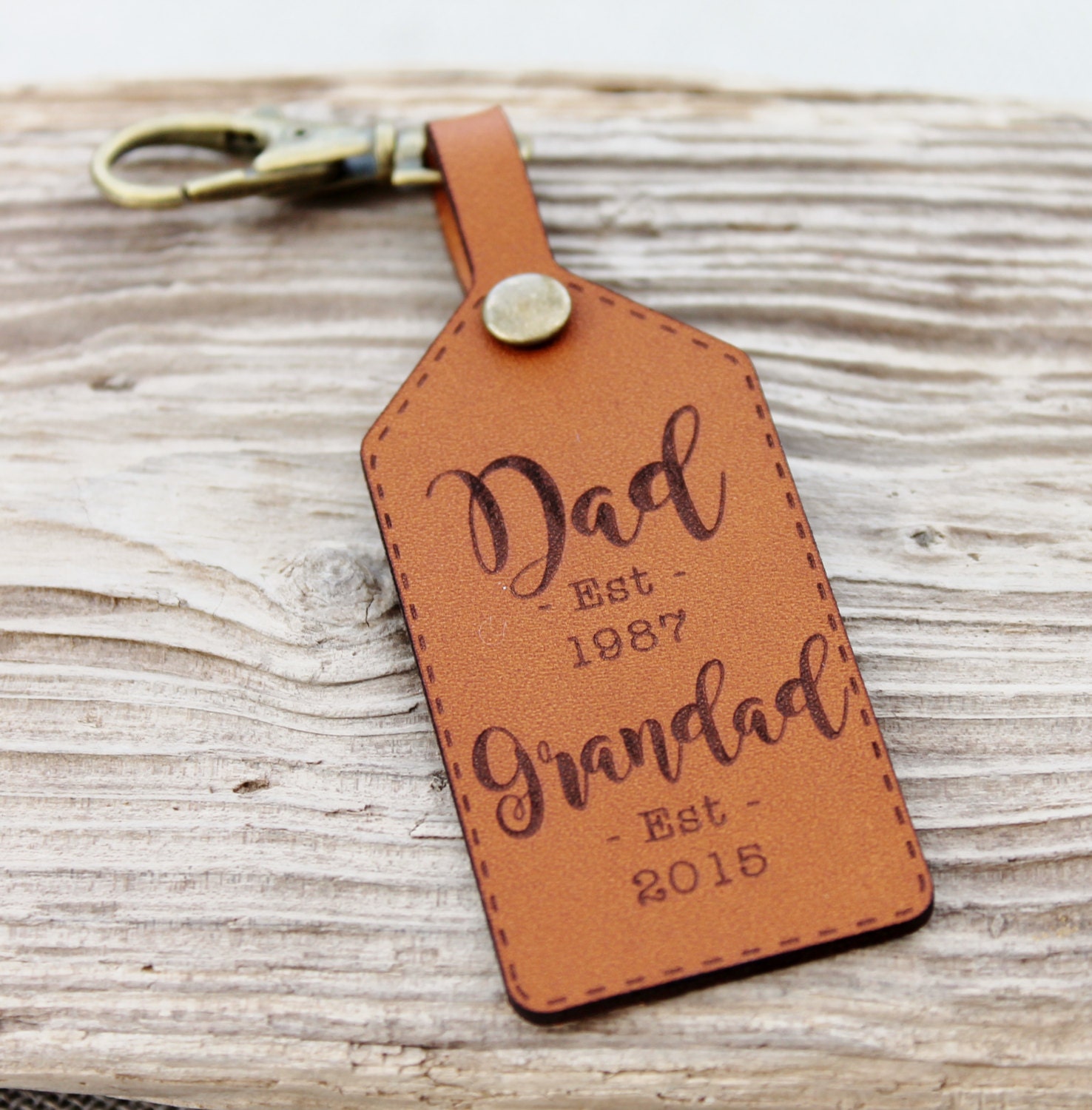 New Grandad Keychain Leather Gift Established Customized Grandpa ...