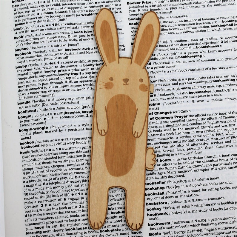 Wooden Bunny Rabbit Bookmark Engraved Personalised Book Lover - Etsy UK