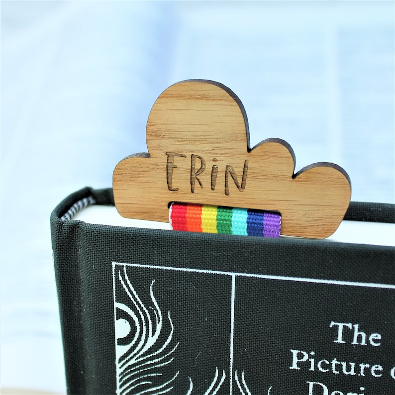 Personalised Rainbow Cloud Bookmark - Book Lover Gift - Etsy