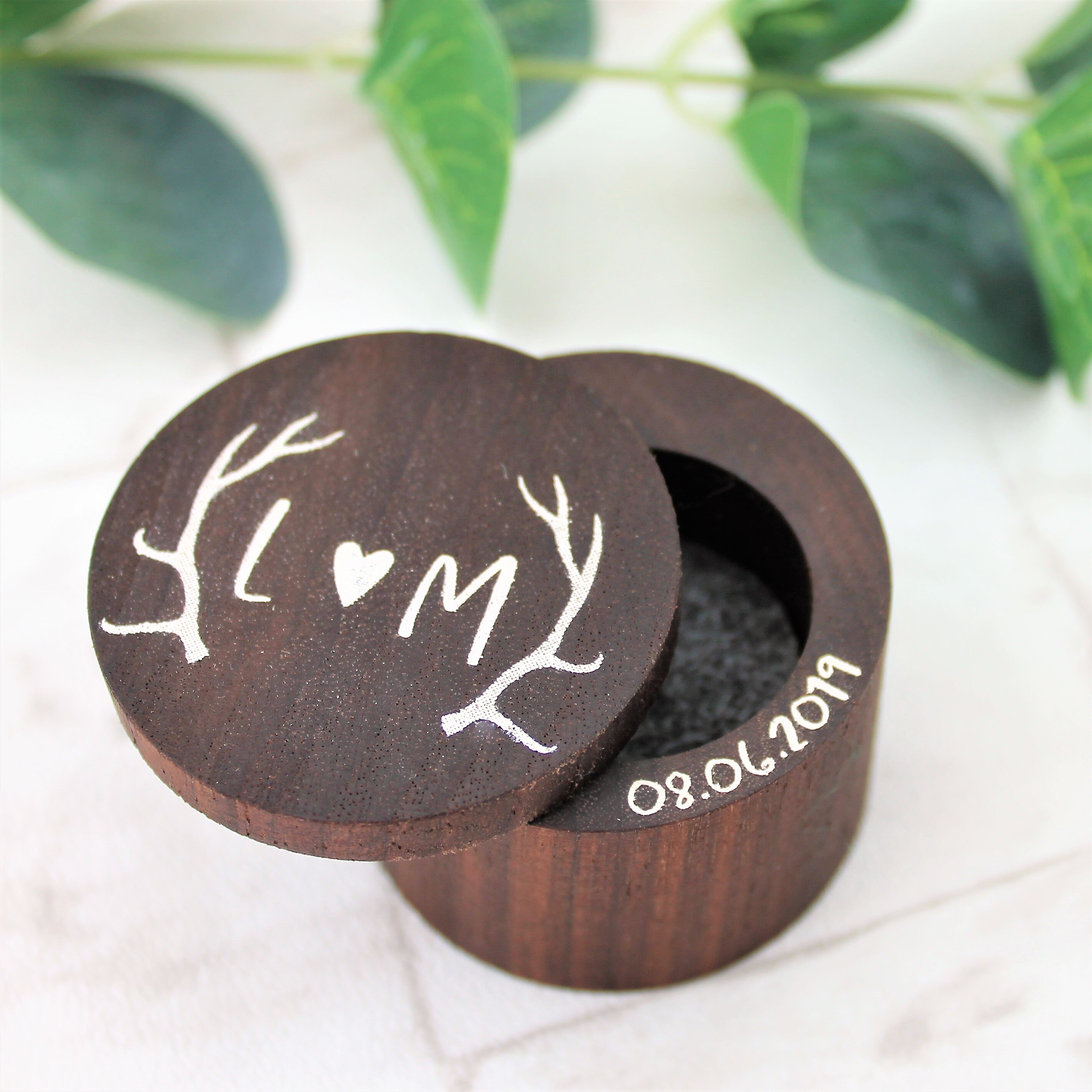 Rustic Wooden Ring Box With Custom Couple Initials Wedding - Etsy UK