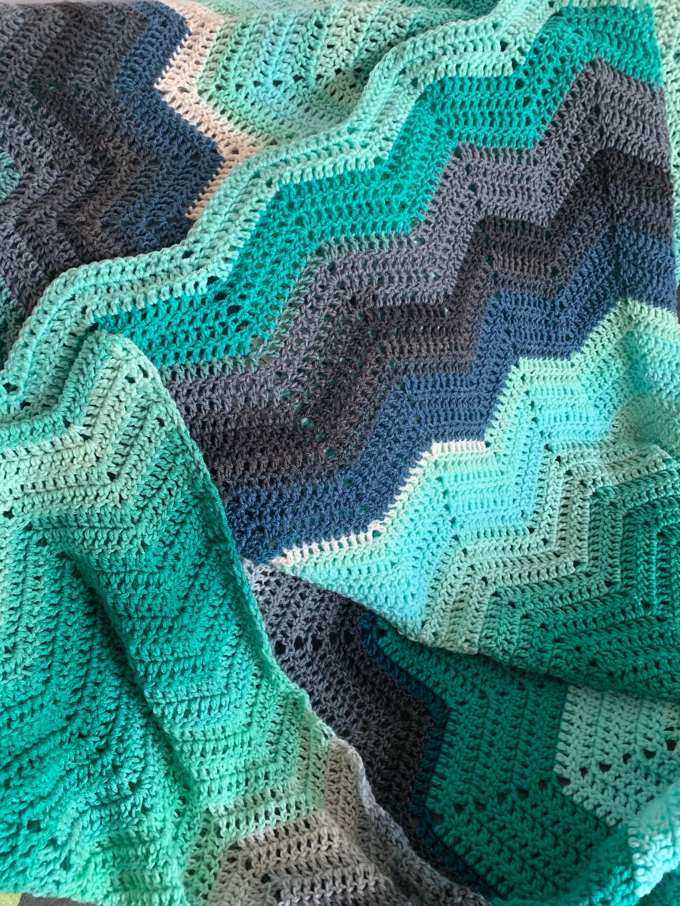 Handmade Crocheted Afghans / Full Size Blanket / Chevron Zigzag ...