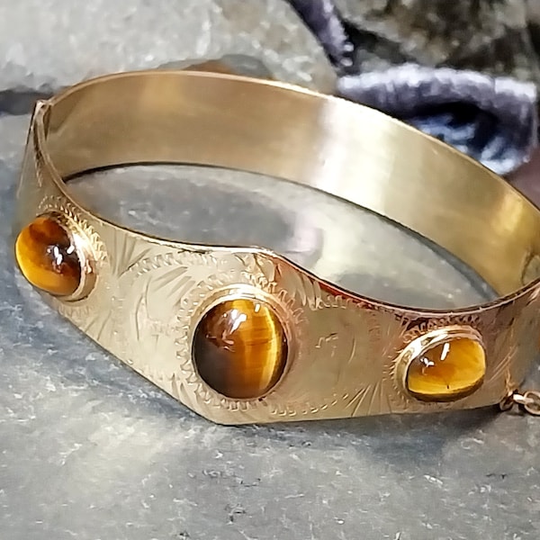 Tigers Eye Bangle Bracelet - Etsy