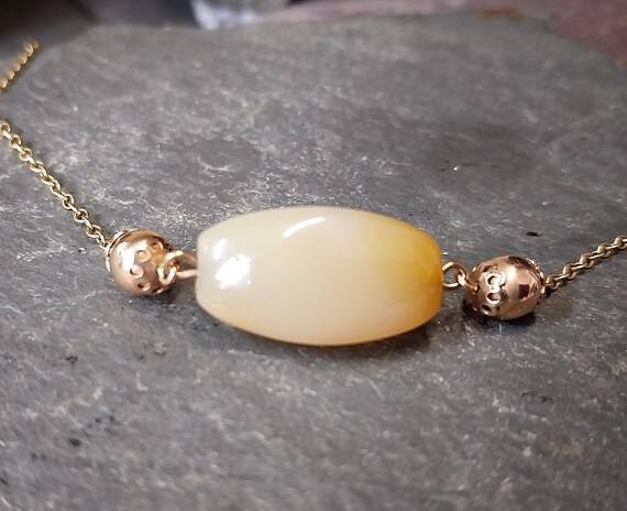 Antique 9ct Gold Chain Necklace with Spinning Agate C… - Gem