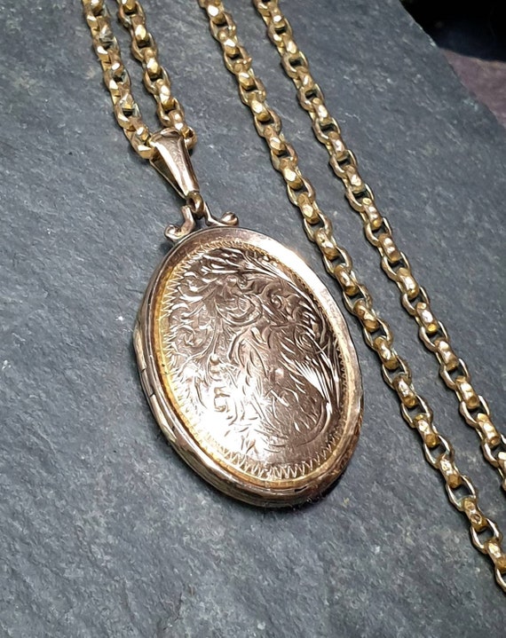 Antique 9ct Gold Locket - with Rolled Gold Barrel Cla… - Gem