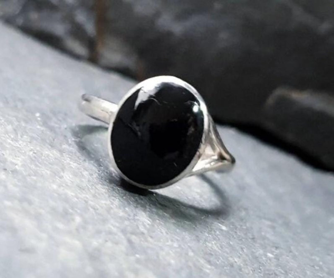 Vintage SILVER Signet RING - Jet Black Onyx - Size Uk O ( Us 7) - 3.7g ...