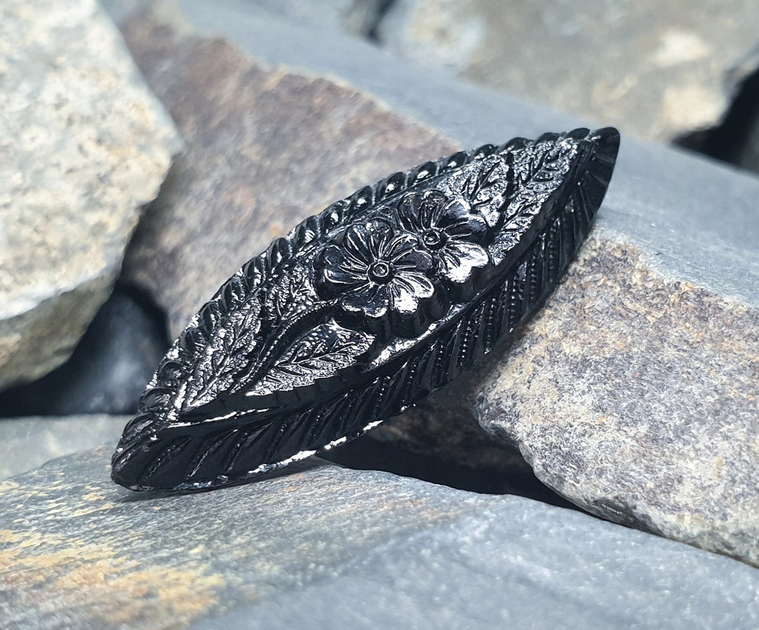 Victorian REAL JET BROOCH Gothic Black Mourning Jewellery - Etsy