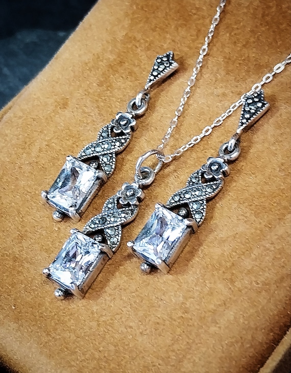 Art deco necklace and earrings store