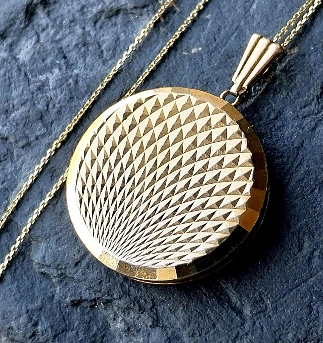9ct Gold Georg Jensen Locket Necklace - Large Circe Geometric Spiral on ...