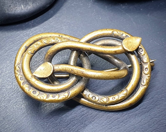 Antique Infinity Lovers Knot SNAKE BROOCH - Victorian Pinchbeck Pin - Etsy