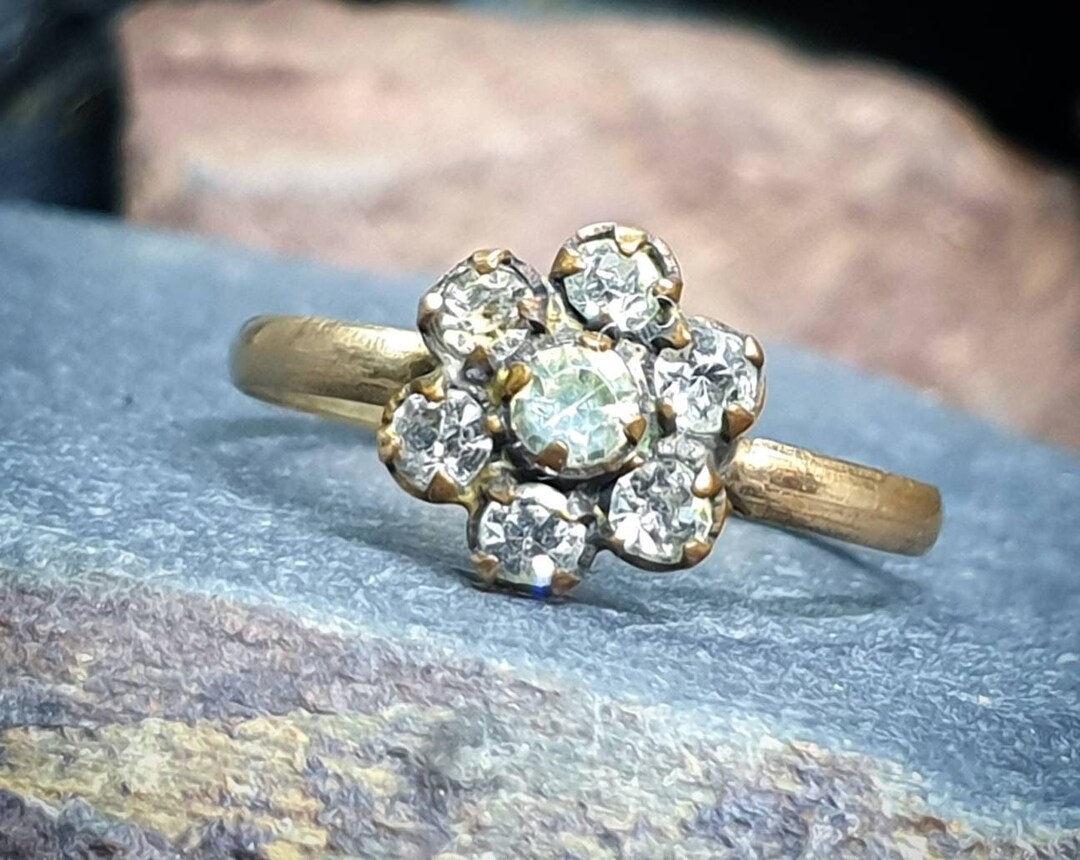Antique 9ct Rolled GOLD RING With Flower Cluster Size Uk O - Etsy UK