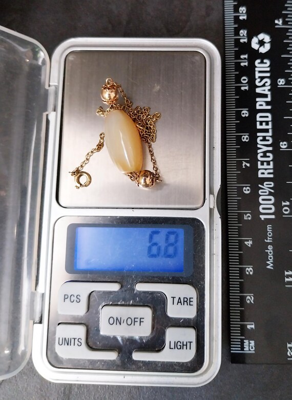 Antique 9ct Gold Chain Necklace with Spinning Agate C… - Gem