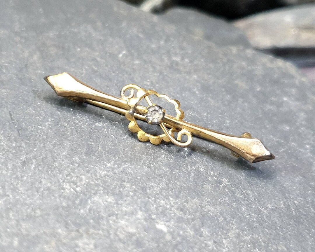 Victorian BAR BROOCH - Pinchbeck With Paste Stone - 1.3g - Etsy
