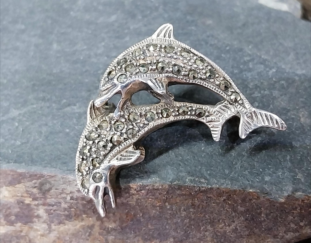 Vintage Sterling Silver Dolphin BROOCH - Pin 5.9g - Etsy