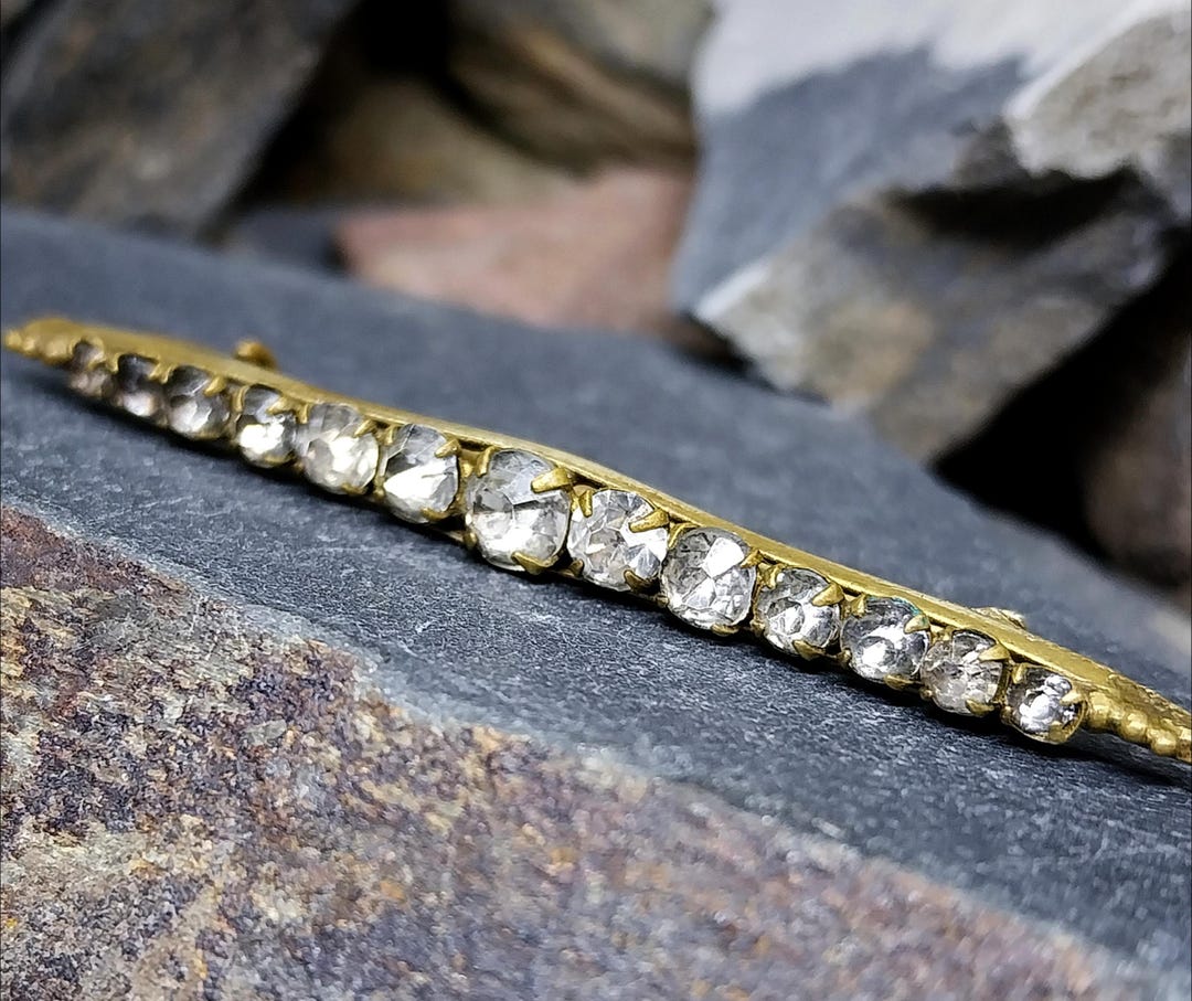 Antique Edwardian Paste Stones BAR BROOCH - 3g - Etsy