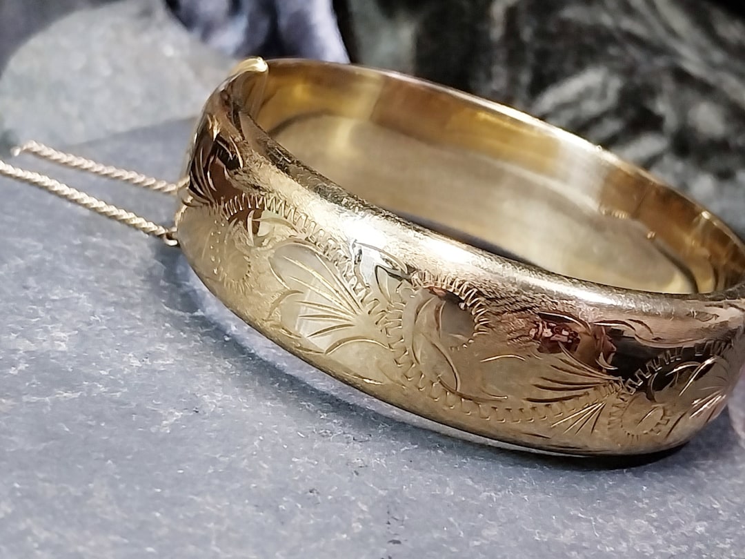 Vintage 9ct Rolled GOLD BANGLE BRACELET Chunky by Excalibur 25.4g - Etsy