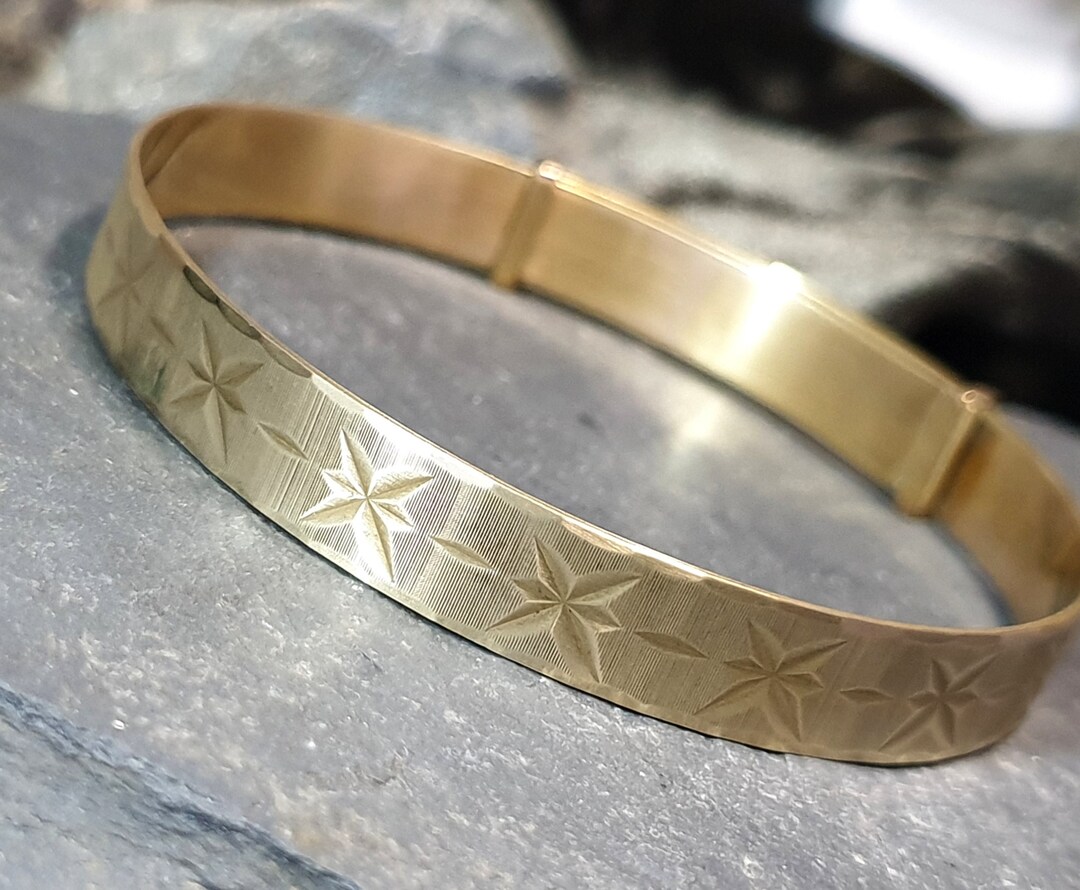 9ct Rolled GOLD BANGLE Expandable With Stars - 12g - Etsy