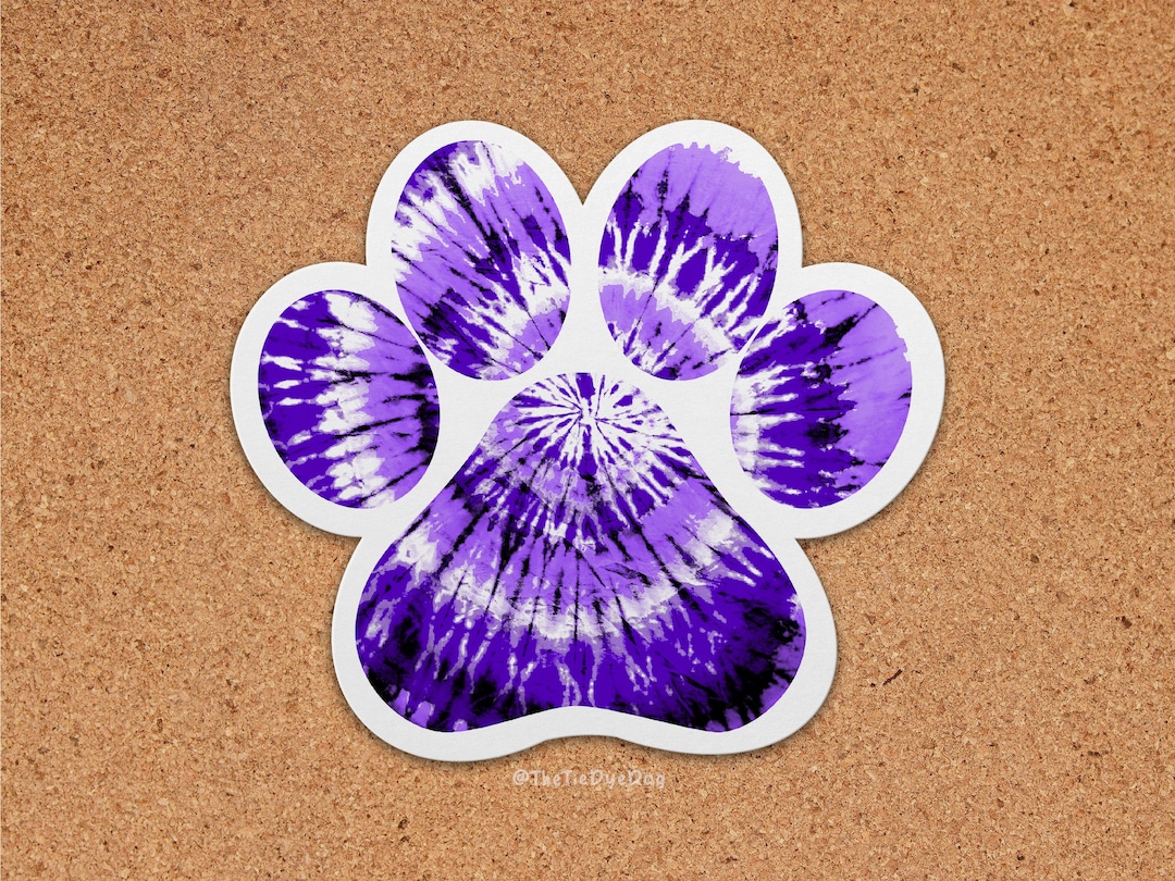 Purple Tie Dye Paw Sticker Animal Print Decal Positive Dog - Etsy