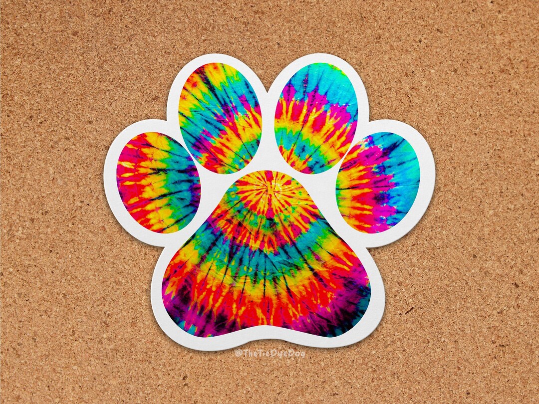 Rainbow Tie Dye Paw Sticker Animal Print Decal Positive Dog - Etsy