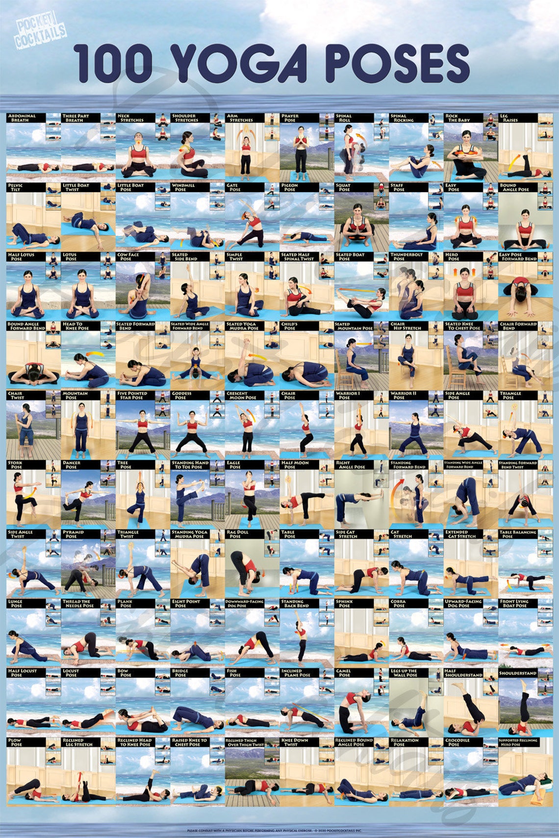 Yoga Poster 100 Poses Digital Download - Etsy