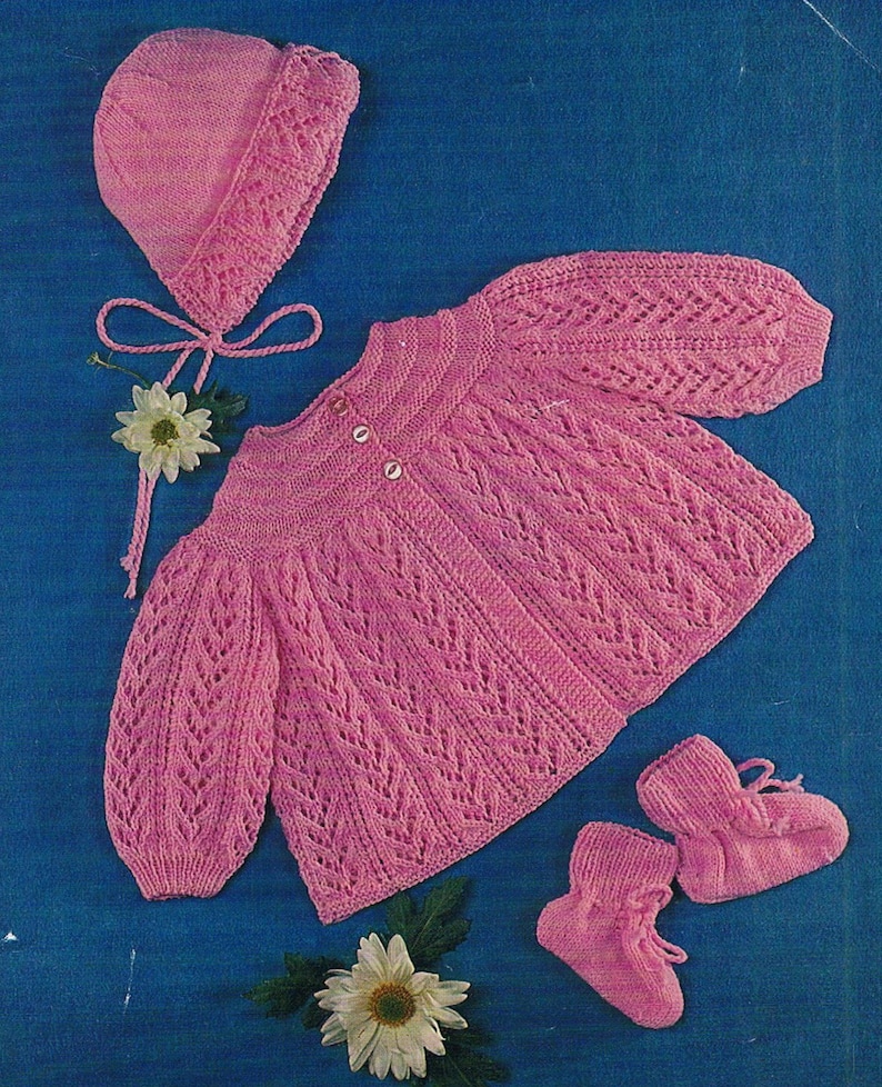Nearly Free PDF Knitting Pattern 1220~baby Matinee Set~3ply~18-19" - Etsy