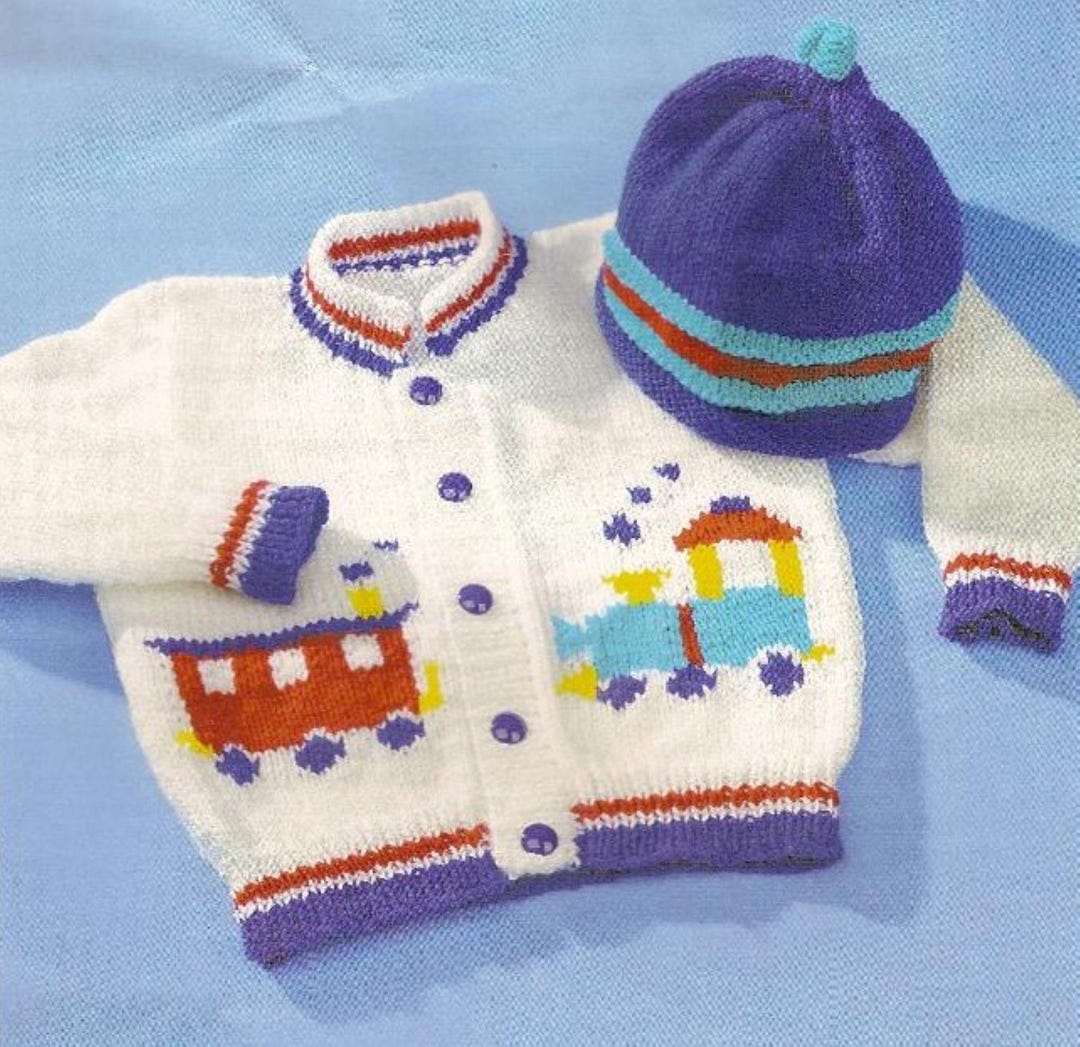 PDF Knitting Pattern 1978~train Cardigan & Hat~dk~18 Months to 4 Years ...