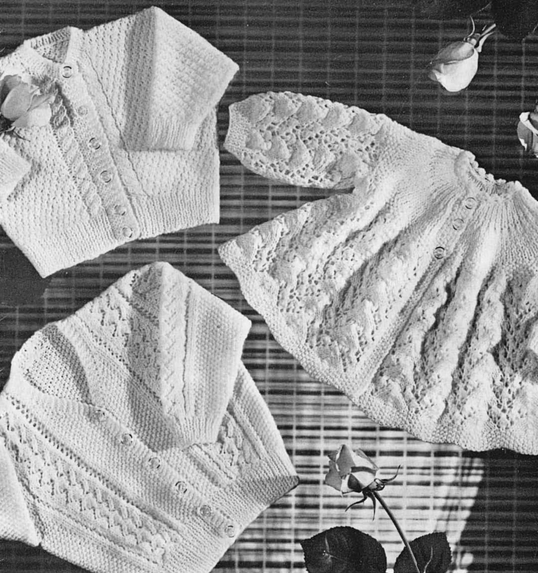 Nearly Free PDF Knitting Pattern B609~two Cardigans & Matinee Coat~3ply ...