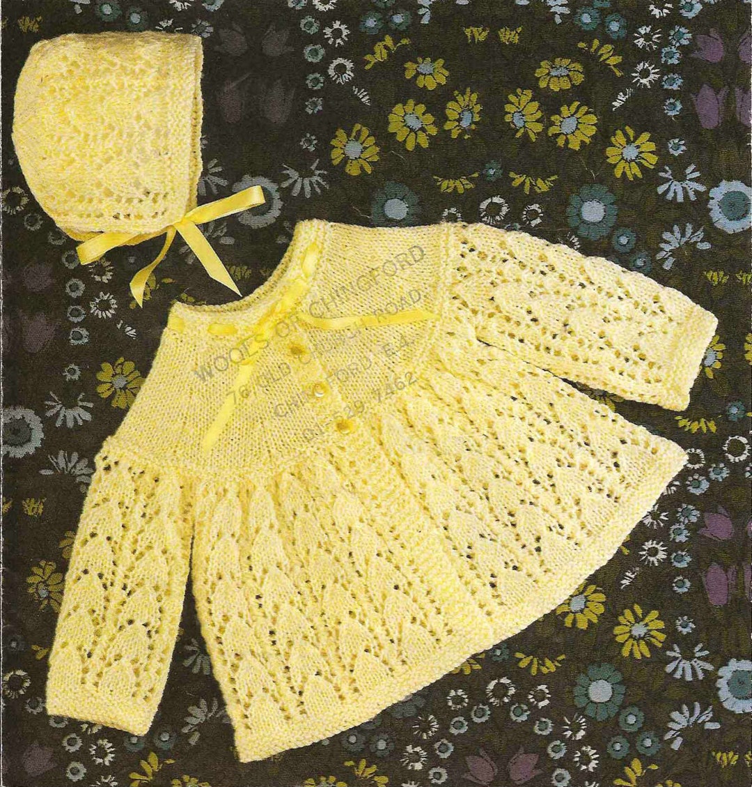 Nearly Free PDF Knitting Pattern 8539~snowdrop Matinee Coat and Bonnet ...