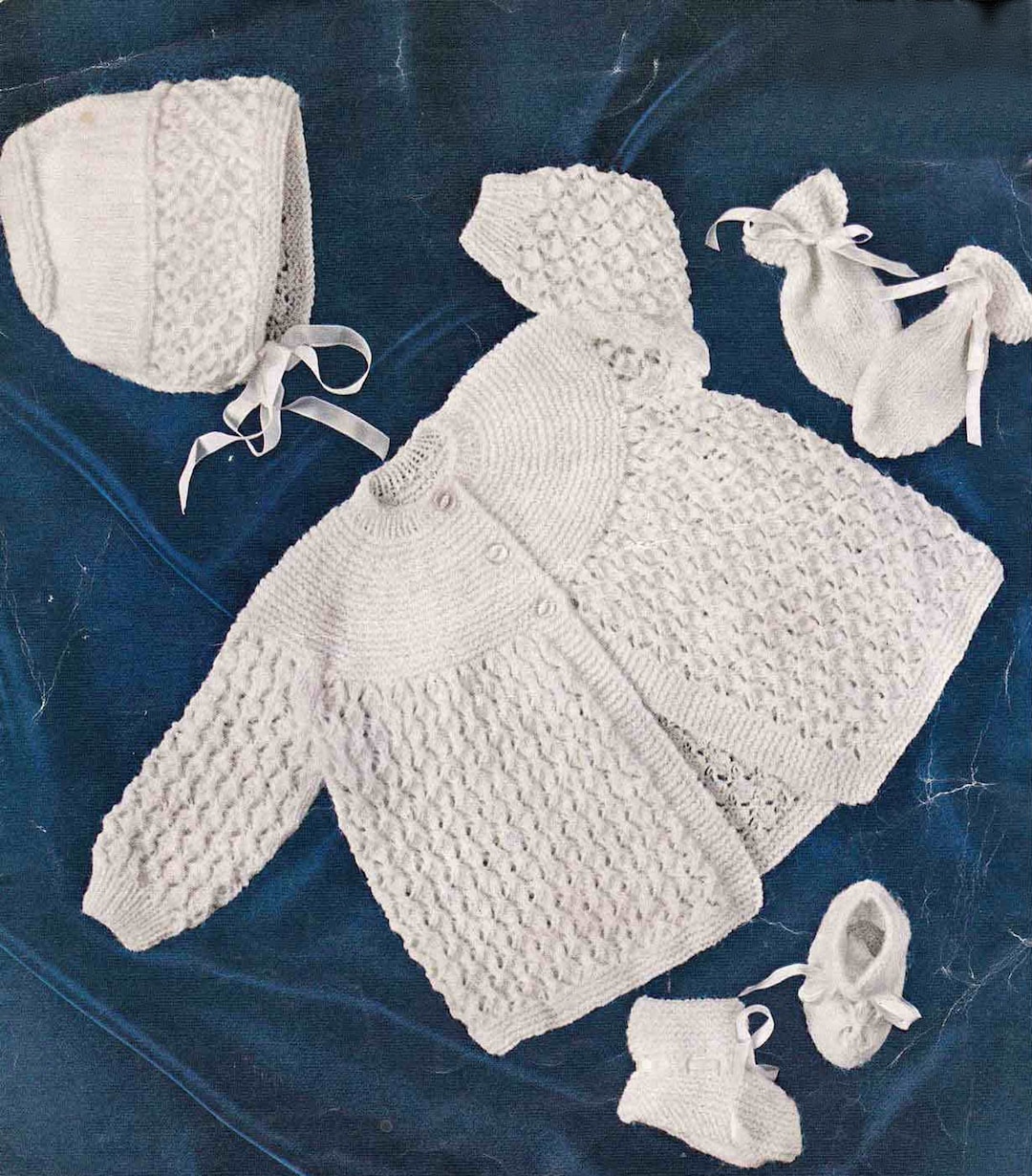 Nearly Free PDF Knitting Pattern 591~baby's 4-piece Matinee Set~4ply~16 ...