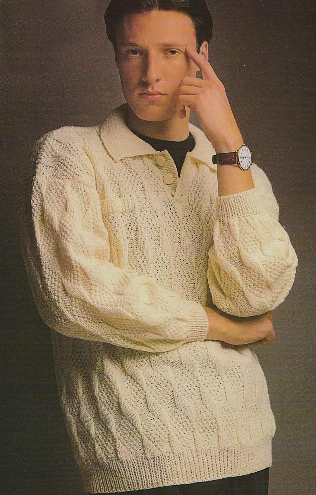Nearly Free PDF Knitting Pattern 3100~man's Rugby Neck Sweater~dk~36-46 ...