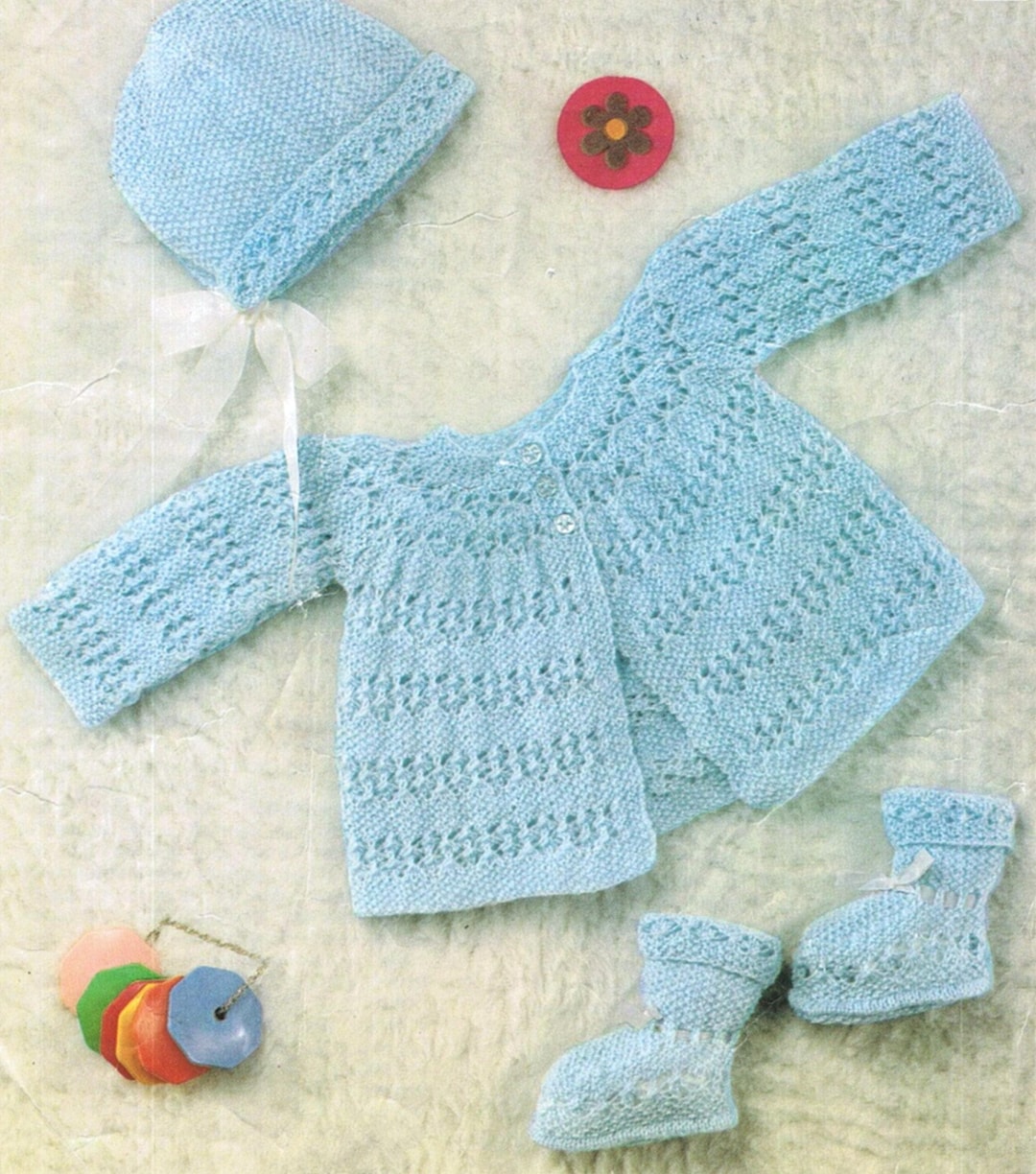 Nearly Free PDF Knitting Pattern 2415~baby's Matinee Set~3ply~16-20" - Etsy
