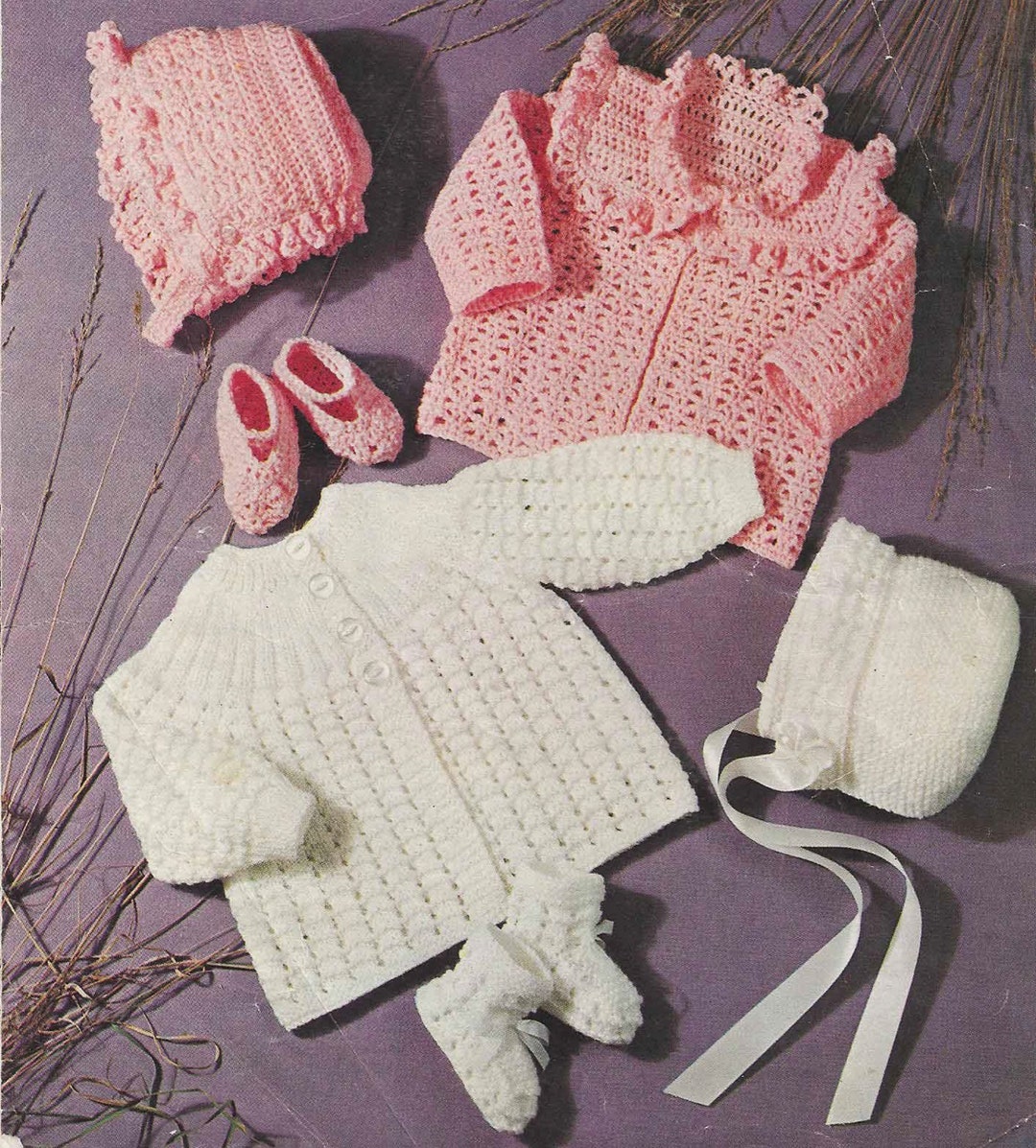 Nearly Free PDF Knitting & Crochet Pattern 657~two Matinee Sets~dk~18 ...