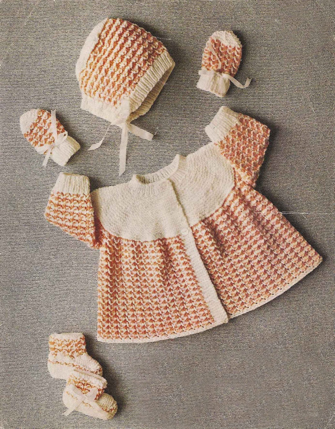 Nearly Free PDF Knitting Pattern 1006~baby's 4-piece Matinee Set~dk~16 ...
