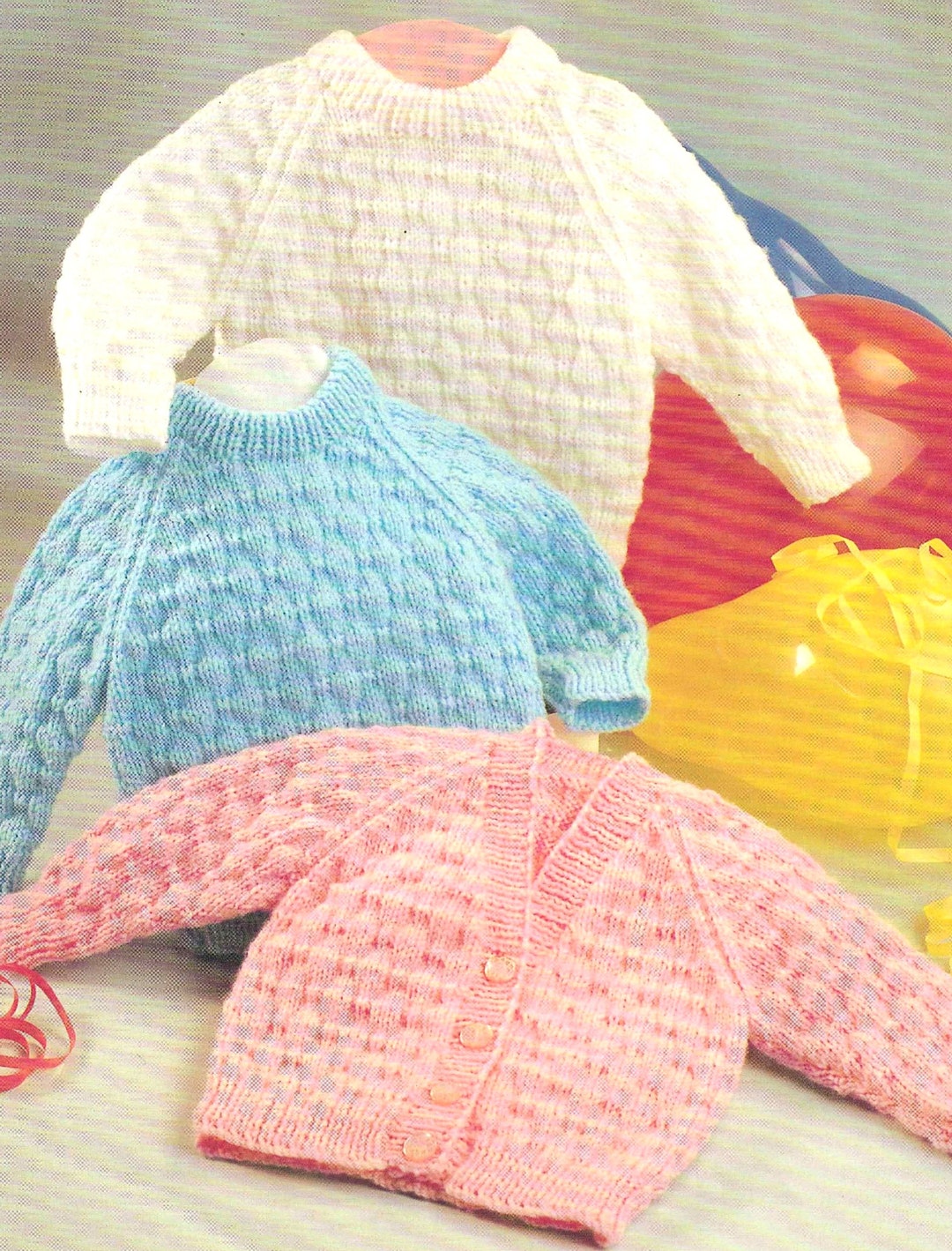 PDF Knitting Pattern 7075~bubble Stitch Sweater and Cardigan~dk~16-22 ...