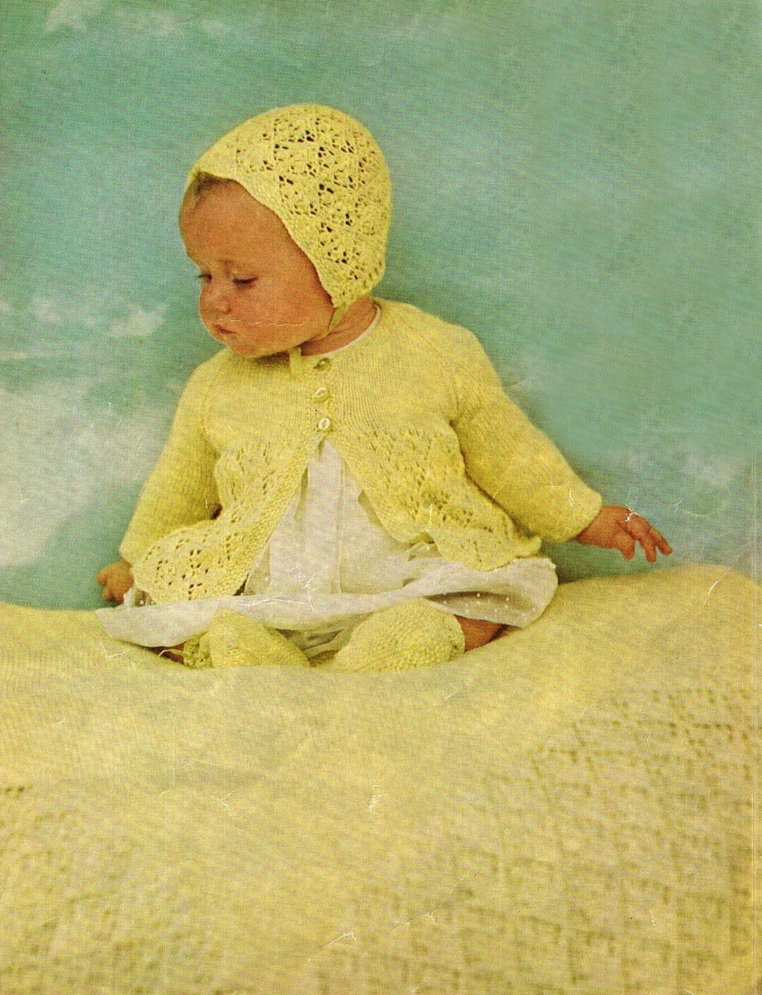 Nearly Free PDF Knitting Pattern 800~baby Matinee Set and Shawl~3ply~17 ...