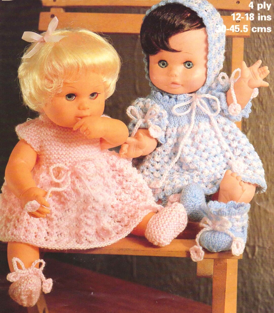 PDF Knitting Pattern 1986~dress Sets for Baby Dolls~4ply~12-18in Dolls ...