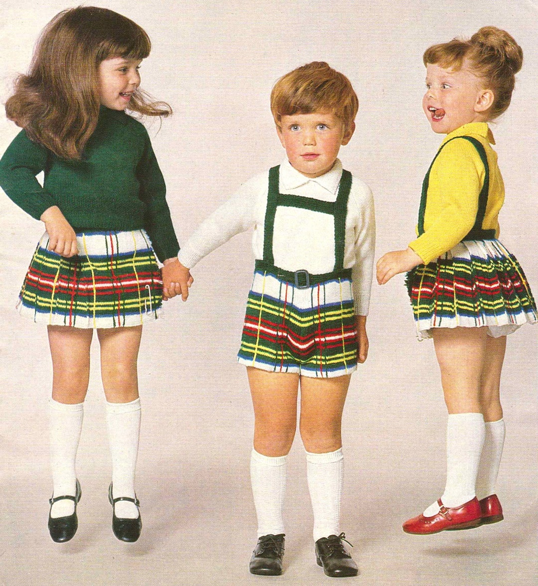 Nearly Free PDF Knitting Pattern 274~tartan Suits for Boy or Girl~4ply ...