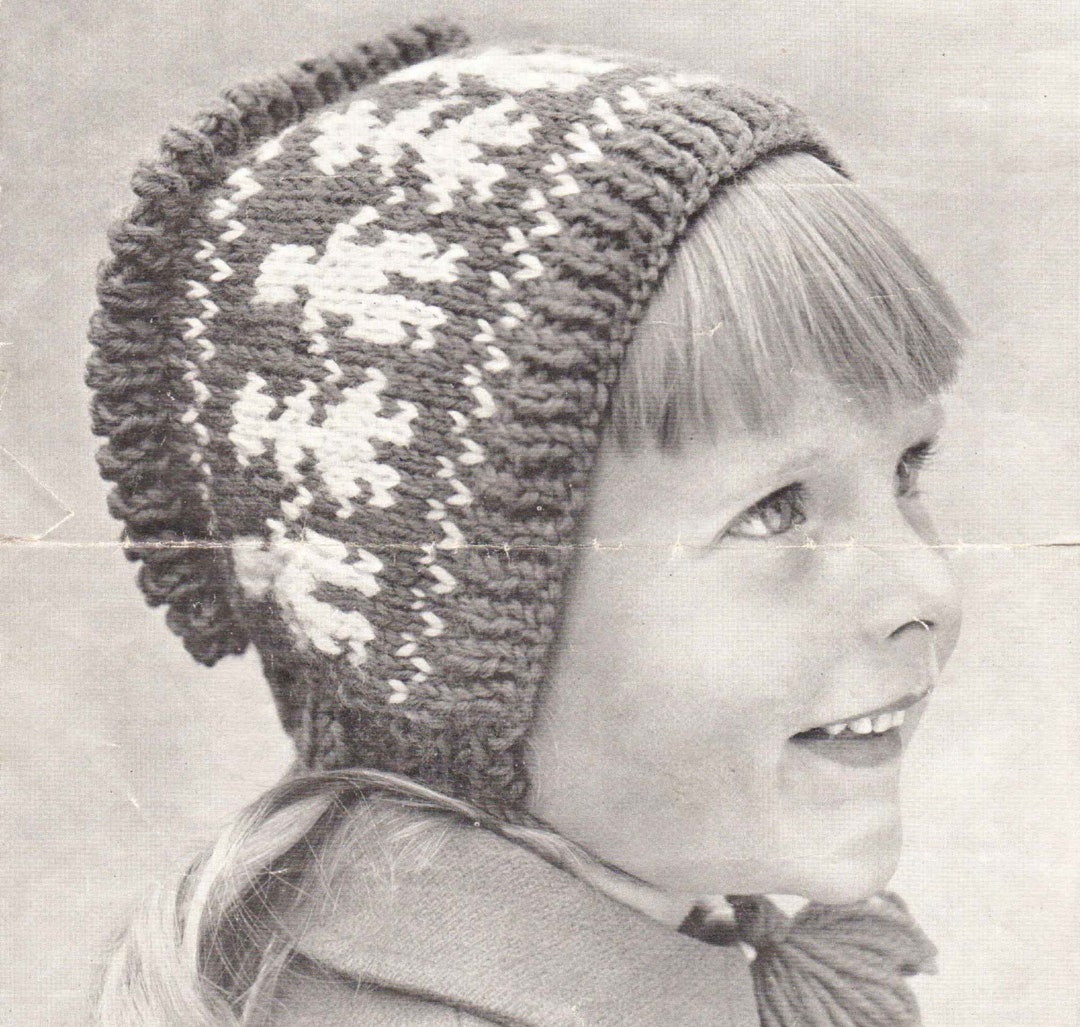 Nearly Free PDF Knitting Pattern 900~girl's Norwegian Style Bonnet~aran ...