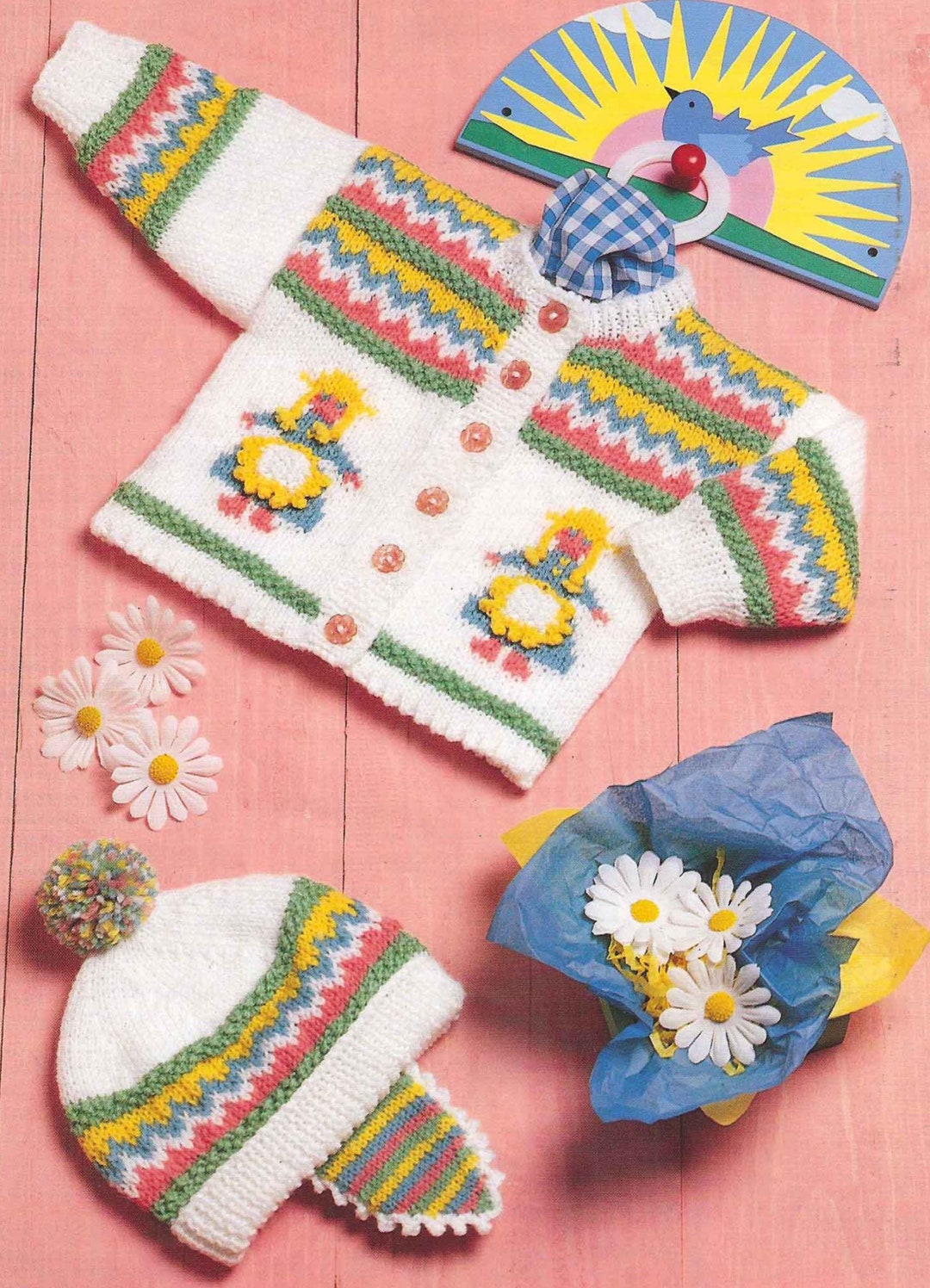 PDF Knitting Pattern 2316~peruvian Cardigan & Hat~dk~16-22" - Etsy