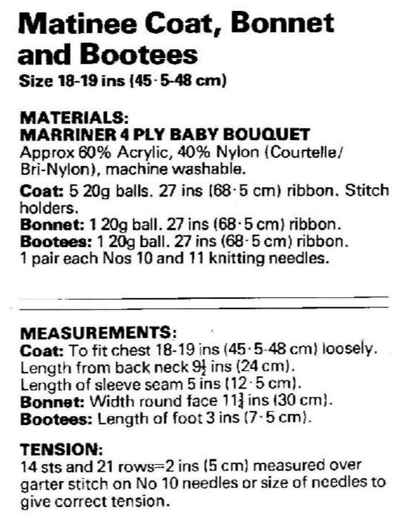 Nearly Free PDF Knitting Pattern 1647~matinee Coat, Bonnet & Bootees ...