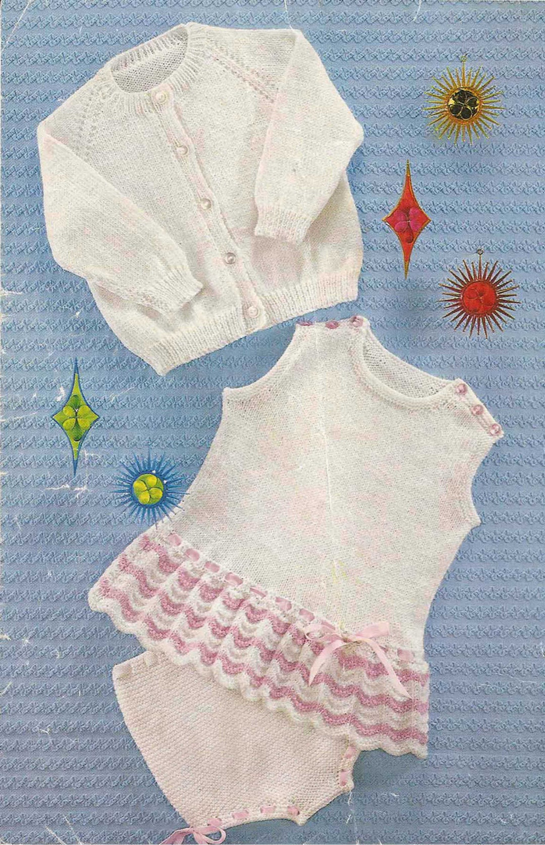 Nearly Free PDF Knitting Pattern 8385~baby Dress, Cardigan & Knickers ...
