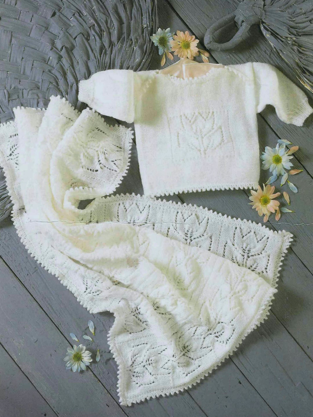 PDF Knitting Pattern 4358~adorable Tulip Lace Top and Blanket~4ply~12 ...