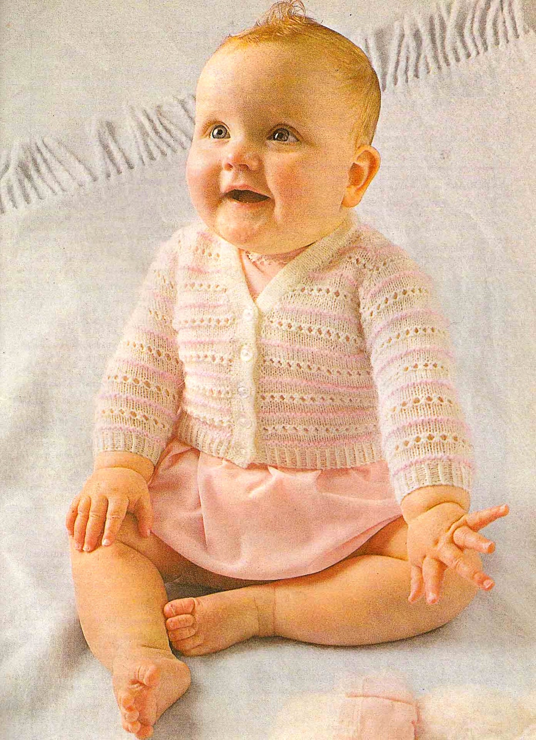 Nearly Free PDF Knitting Pattern~two-coloured Baby Cardigan~3ply~18-19 ...