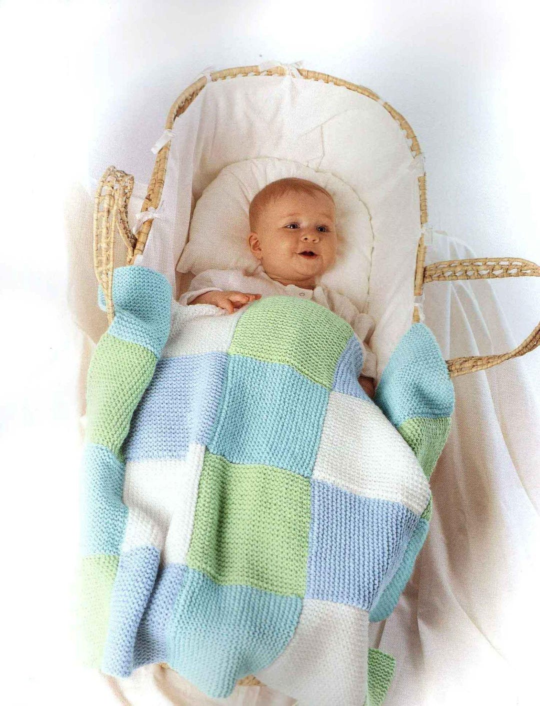 PDF Knitting Pattern~easy Knit Patchwork Baby Blanket~4ply/dk - Etsy