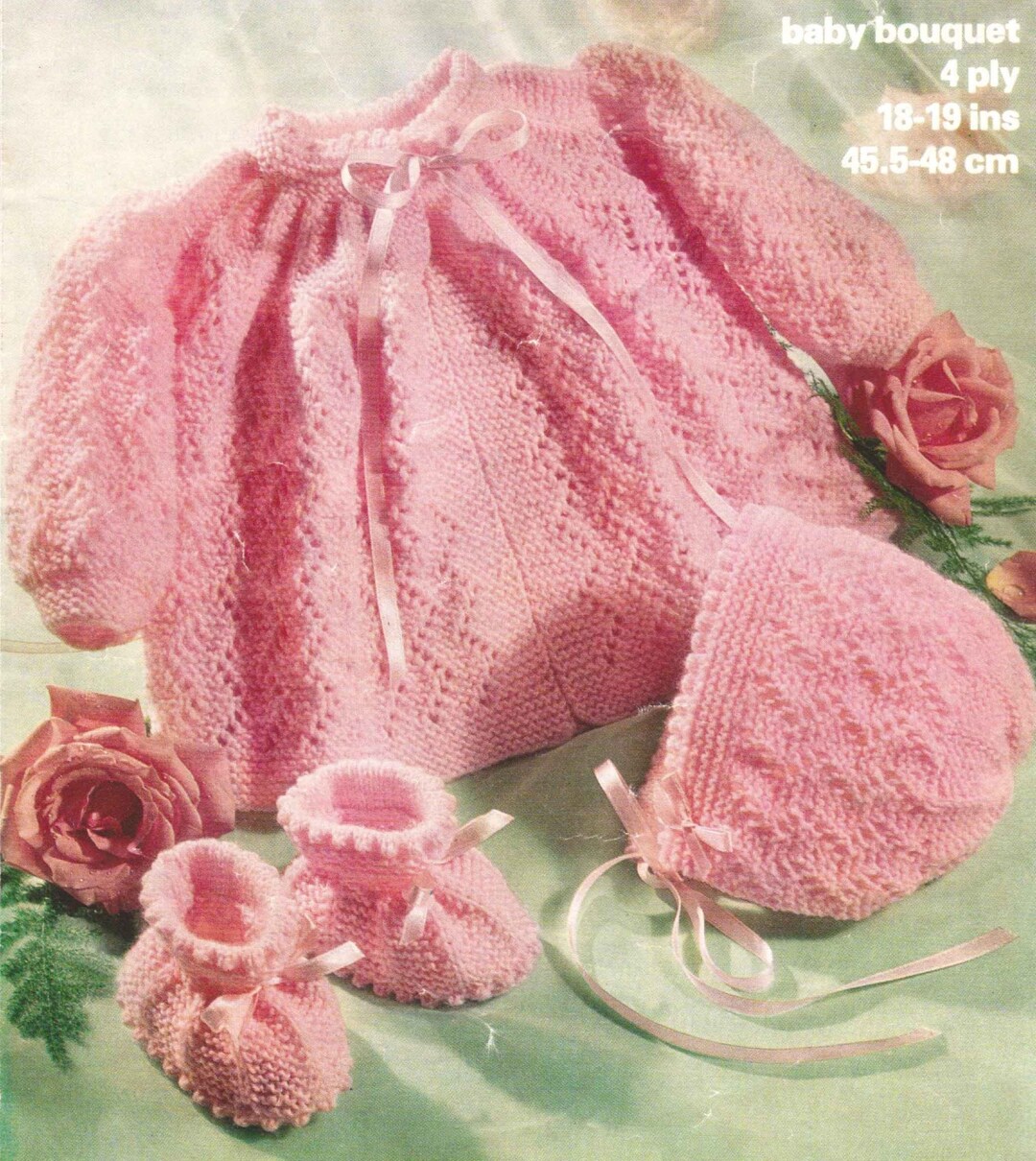 Nearly Free PDF Knitting Pattern 1647~matinee Coat, Bonnet & Bootees ...
