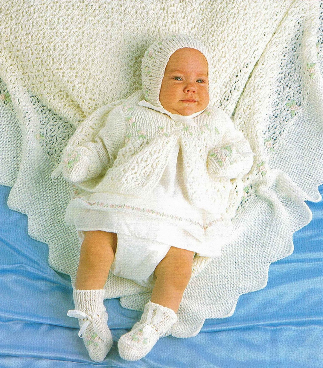 Nearly Free PDF Knitting Pattern 357~baby's Lacy Matinee Set & Shawl ...