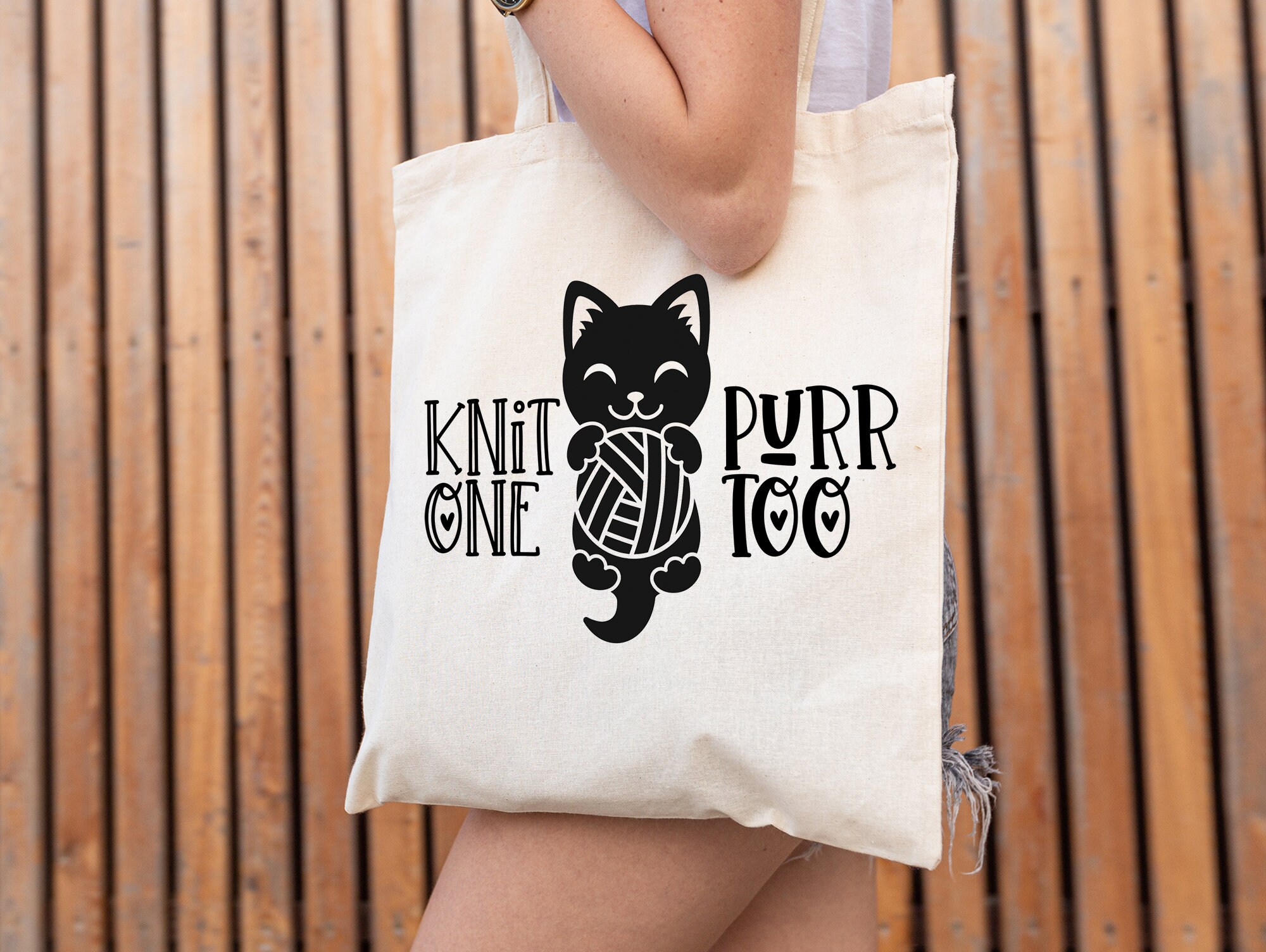Knit One Purr Too Knitting Large Tote Bag | Etsy