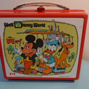 Vintage Plastic Mickey Mouse Lunch Box With Thermos - Etsy