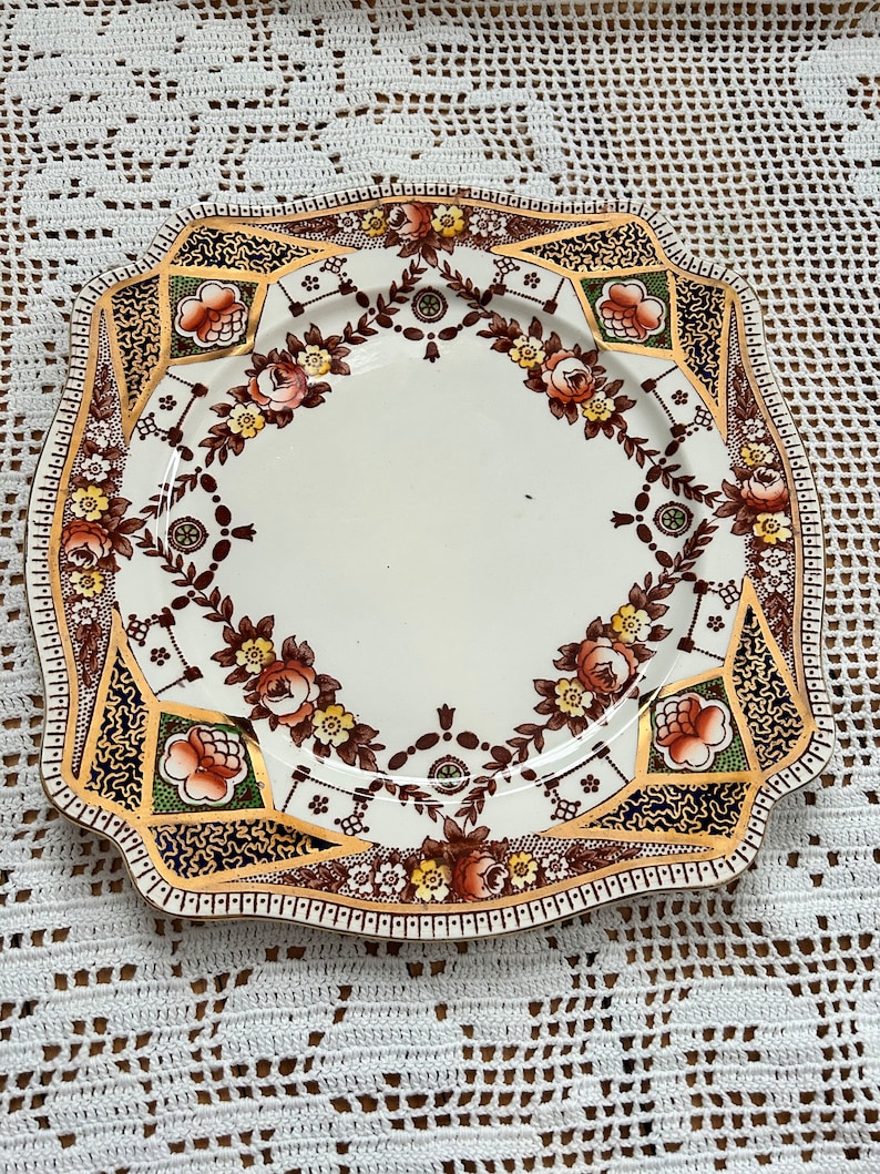 Porcelain Plate AJ Wilkinson Autumn Blue Gold Stafford Pattern 5625 ...