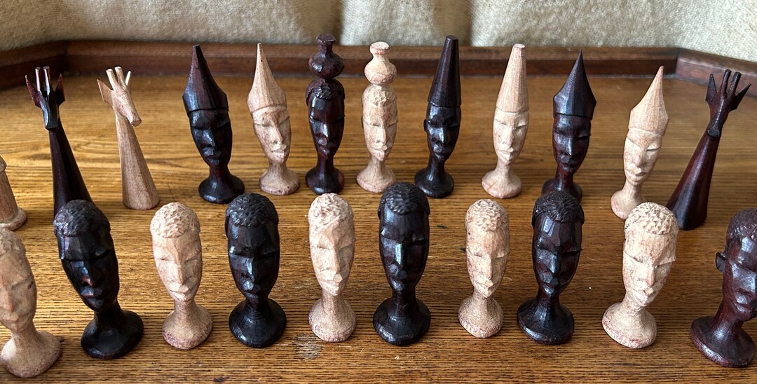 Vintage African Makonde Handcarved 32-piece Chess Set - Etsy