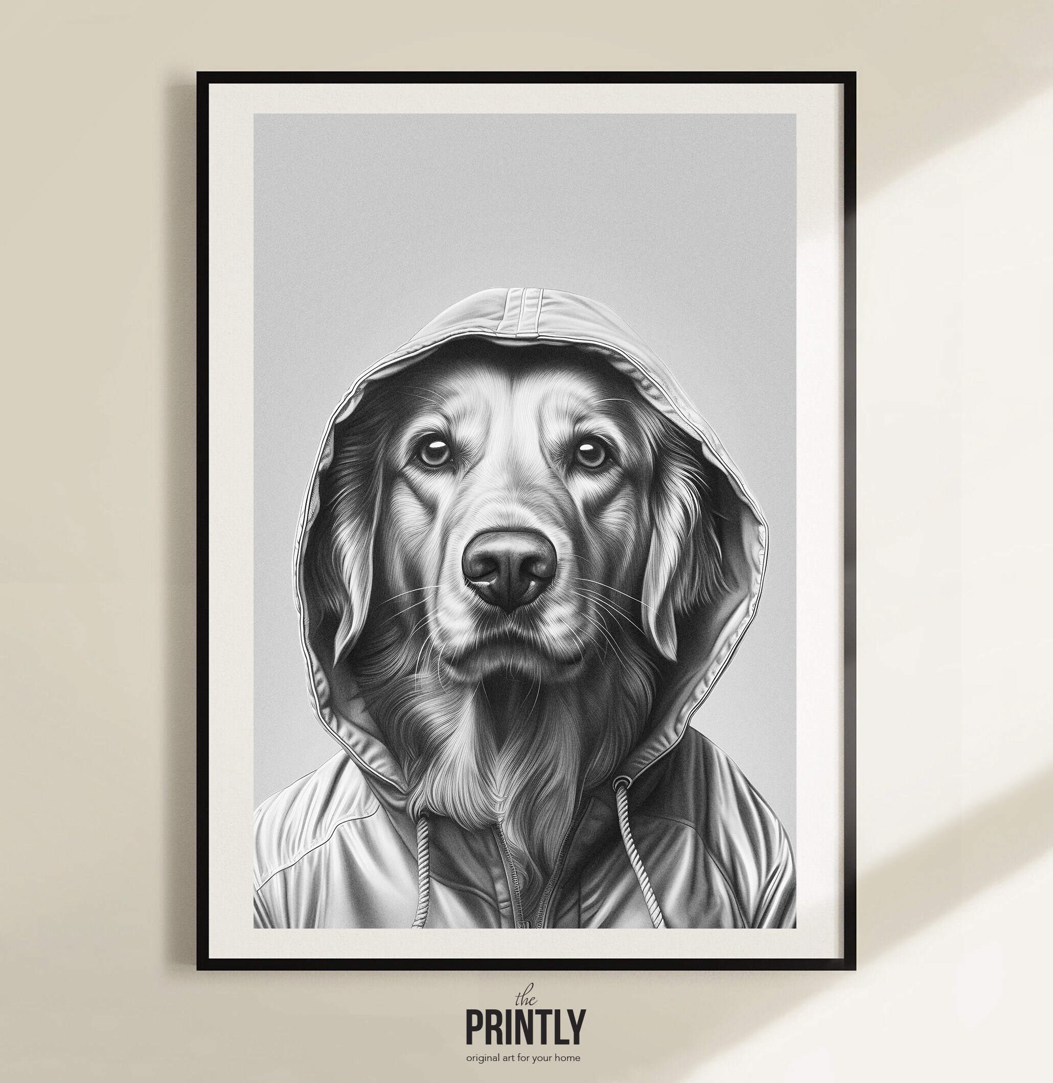 Golden Retriever Printable Drawing, Wall Decor Celebrating Golden ...